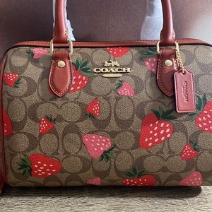 Coach | Bags | Coach Rowan Satchel With Wild Strawberry Nwt | Poshmark